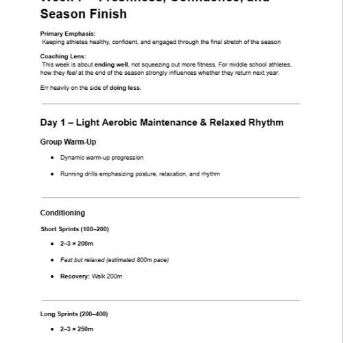Middle School Track Training Plan – ACE Method Coaching