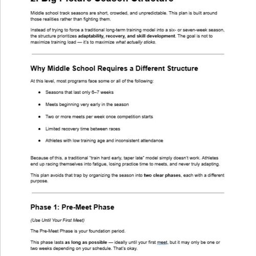 Middle School Track Training Plan – ACE Method Coaching